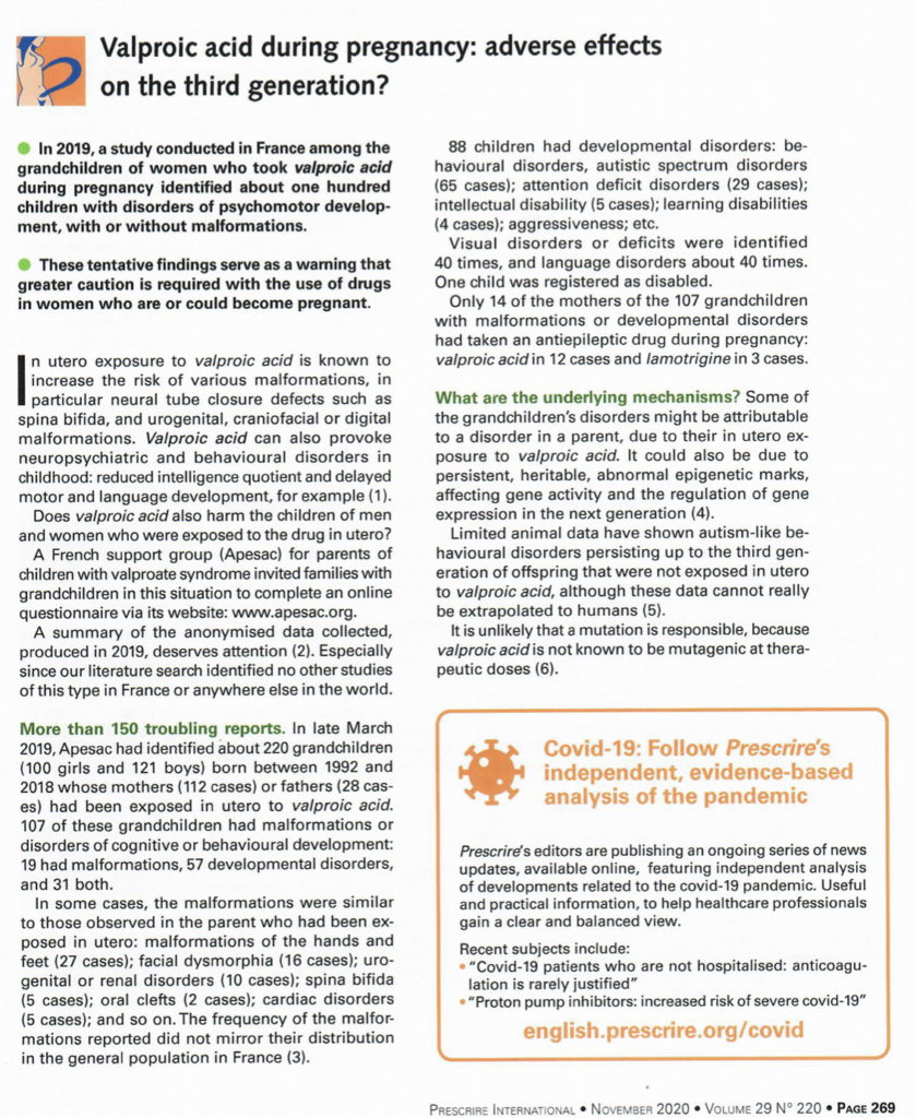 Valproic acid during pregnancy: adverse effects on the third generation ...